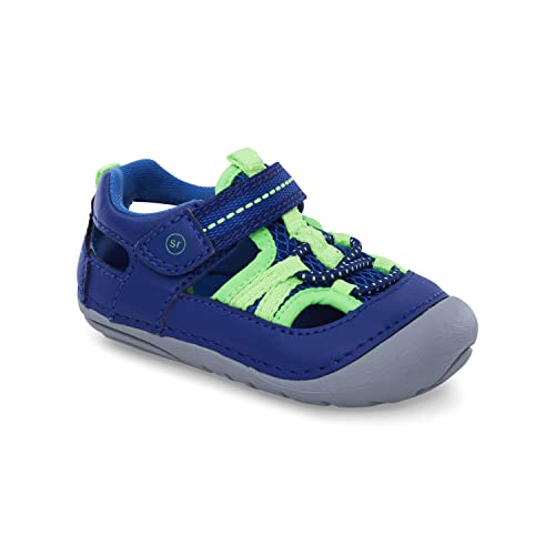 Stride Rite Baby Boys Soft Motion Tobias First Walker Shoe, Blue/Lime, 3 Infant