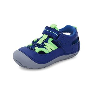 Stride Rite Baby Boys Soft Motion Tobias First Walker Shoe, Blue/Lime, 3 Infant