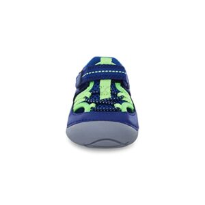 Stride Rite Baby Boys Soft Motion Tobias First Walker Shoe, Blue/Lime, 3 Infant