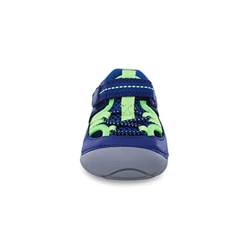 Stride Rite Baby Boys Soft Motion Tobias First Walker Shoe, Blue/Lime, 3 Infant