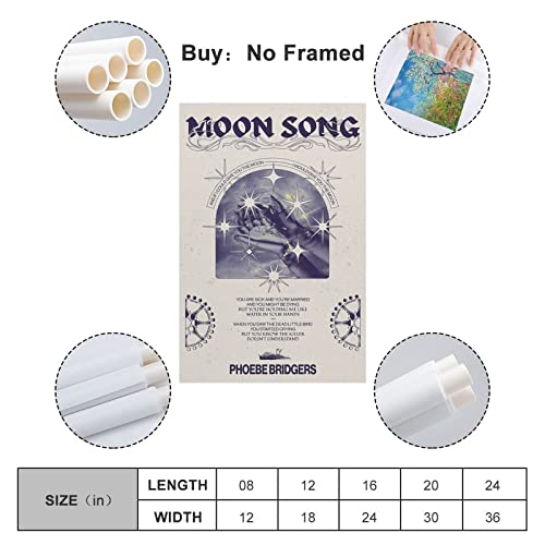 KUAILI Phoebe Bridgers Poster Moon Song Album Music Poster Aesthetic Decor Canvas Art Wall hanging Living Room Dorm Gift 12x18inch(30x45cm)