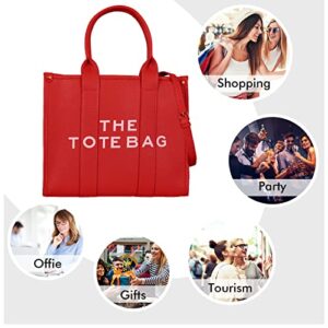 JQAliMOVV The Tote Bags for Women - Large PU Leather Tote Bag Trendy Travel Tote Bag Handbag Top-Handle Shoulder Crossbody Bags (Red)