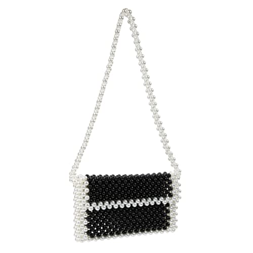 YUSHINY Women Acrylic Beaded Elegant Black and White Shoulderbag Evening Bag for Evening Party (Black&White)