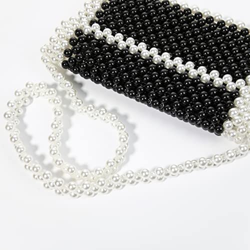 YUSHINY Women Acrylic Beaded Elegant Black and White Shoulderbag Evening Bag for Evening Party (Black&White)