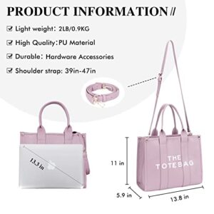 JQAliMOVV The Tote Bags for Women - Large PU Leather Tote Bag Trendy Travel Tote Bag Handbag Top-Handle Shoulder Crossbody Bags (Purple)