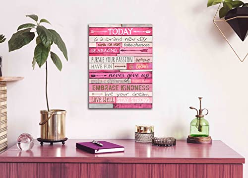 Pink Wall Decor - Inspirational Quotes Wall-Art - Motivational Bedroom Decor For Teen Girls - Office Gifts For Women With Framed Canvas Artwork Ready to Hang 15" W x 11.5" H