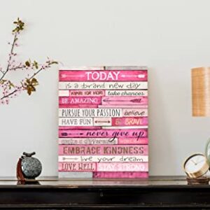 Pink Wall Decor - Inspirational Quotes Wall-Art - Motivational Bedroom Decor For Teen Girls - Office Gifts For Women With Framed Canvas Artwork Ready to Hang 15" W x 11.5" H