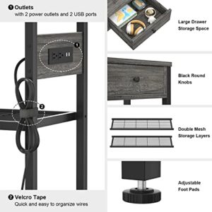 Ecoprsio 47'' Entryway Table with Outlets and USB Ports, Console Table with 3 Drawers, Sofa Table Narrow Long with Storage Shelves for Living Room, Couch, Hallway, Foyer, Kitchen Counter, Grey