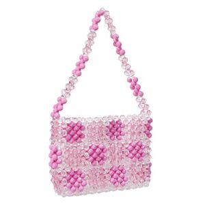 yushiny women pink acrylic beaded diamond shoulderbag evening message bag for evening party