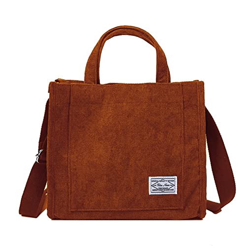 Fozehlad Corduroy Tote Bag for Women Small Satchel Shoulder Handbag Mini Travel Bag