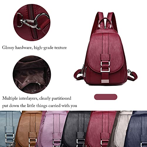 JishinGal Mini Backpack Purse For Women With Reinforced Straps Multipurpose Design Casual Daily Leather Flap Backpack