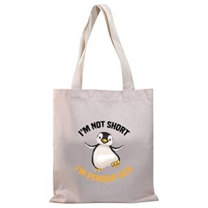 bdpwss funny penguin gift penguin lover gift i’m not short i’m penguin sized penguin inspired tote bag (penguin size tg)