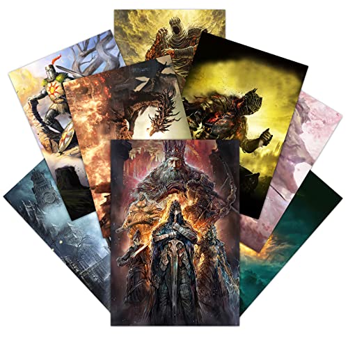 GTOTd Dark Game Elden Game Posters (8 Pack) 11.5" x 16.5“ Merchandise Game Party Supplies Unframed Version HD Printing Poster for Room Club Wall Art Decor.