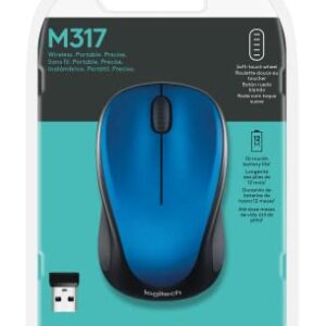 Logitech M317 Wireless Mouse, 2.4 GHz with USB Receiver, 1000 DPI Optical Tracking, 12 Month Battery, Compatible with PC, Mac, Laptop, Chromebook - Blue