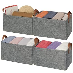 GRANNY SAYS Bundle of 4-Pack Closet Bins with Metal Frame & 3-Pack Rectangle Fabric Storage Bins with Lids