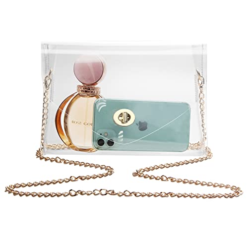 ZOEGATE Clear Purse for Women Clear Crossbody Bag Stadium Approved Clear Handbag Clear Clutch Purses for Women with Duck Purse Charm & Stickers