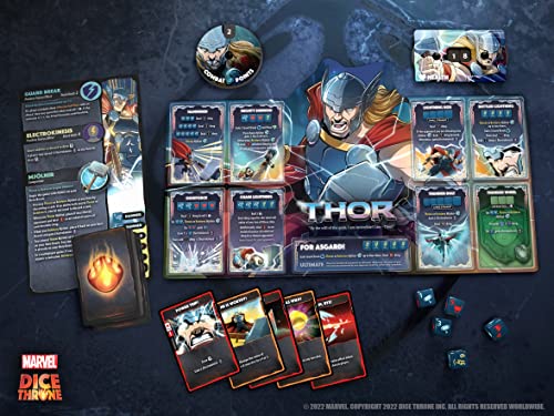 Marvel Dice Throne | 4 Hero Box Featuring Scarlet Witch, Thor, Loki, Spider-Man | 2-to-4 Player Competitive Dice Game | Officially-Licensed | Compatible with The Dice Throne Ecosystem