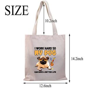 BDPWSS Pug Dog Tote Bag Pug Lover Gift Pug Mom Gift Funny Pug Dog Owner Canvas Shoulder Bag (Pug better life TG)