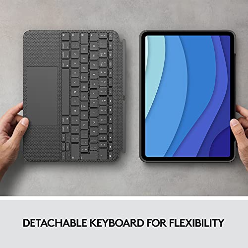 Logitech Combo Touch iPad Pro 11-inch (1st, 2nd, 3rd, 4th gen - 2018, 2020, 2021, 2022) Keyboard Case - Detachable Backlit Keyboard, Click-Anywhere Trackpad - Oxford Gray; USA Layout