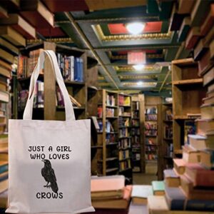 BDPWSS Crow Lover Gift Raven Crow Bird Lover Gift Just a Girl Who Loves Crows Black Crow Tote Bag (Girl loves crows TG)