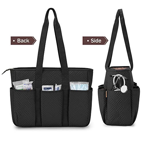 Fasrom Nurse Tote Bag for Work Nurses, Clinical Bag for Nursing School Students and Home Health Care Staff, Black (Empty Bag Only)