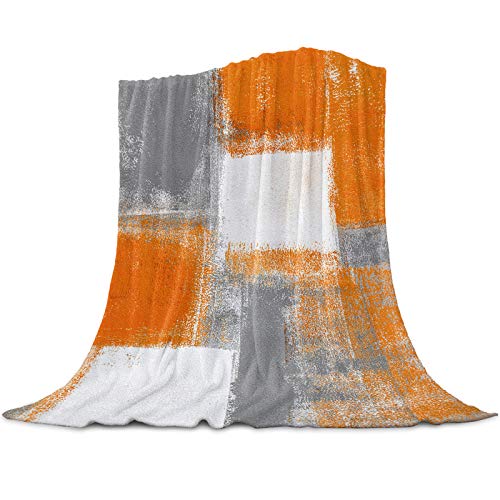 Modern Art Artwork Throw Blanket Fuzzy Plush Blanket Flannel Bed Blanket Burnt Orange and Grey Modern Art Artwork Lightweight Throw Blanket for Couch Sofa Bed 40"x50"-Modern Art Pattern Collection