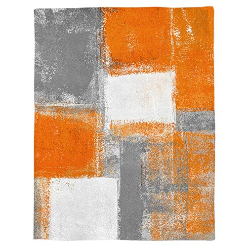 Modern Art Artwork Throw Blanket Fuzzy Plush Blanket Flannel Bed Blanket Burnt Orange and Grey Modern Art Artwork Lightweight Throw Blanket for Couch Sofa Bed 40"x50"-Modern Art Pattern Collection