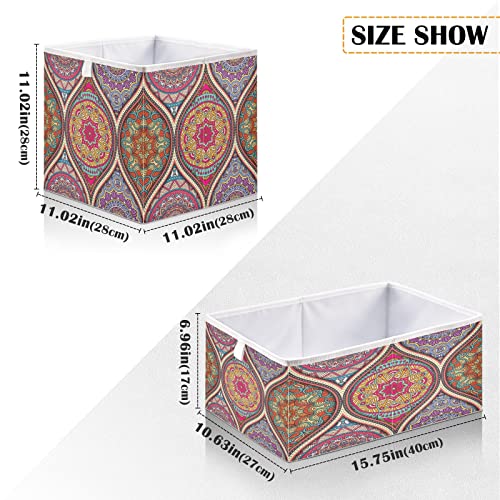 Kigai Bohemian Mandala Cube Storage Bins - 11x11x11 In Large Foldable Storage Basket Fabric Storage Baskes Organizer for Toys, Books, Shelves, Closet, Home Decor