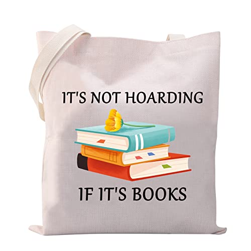 VAMSII Book Tote Bag Book Lovers Gifts it's not Hoarding if it's Books Shoulder Bag Librarian Gifts Bookworm Gift Bag (it's not hoarding if it's Books)