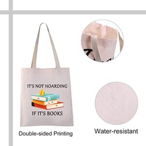 VAMSII Book Tote Bag Book Lovers Gifts it's not Hoarding if it's Books Shoulder Bag Librarian Gifts Bookworm Gift Bag (it's not hoarding if it's Books)