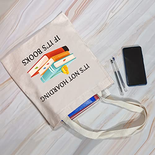 VAMSII Book Tote Bag Book Lovers Gifts it's not Hoarding if it's Books Shoulder Bag Librarian Gifts Bookworm Gift Bag (it's not hoarding if it's Books)