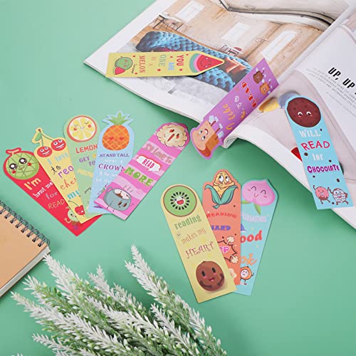 36 Pieces Fruit Scented Bookmarks, Bookmarks for Kids Scratch and Sniff Bookmarks Fun Classroom Bookmarks for Students Teens Food Lovers Tudents Classroom Stationery Supplies (12 Styles)