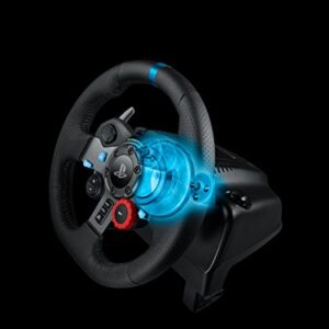 Logitech G29 Driving Force Racing Wheel and Floor Pedals, Real Force Feedback, Stainless Steel Paddle Shifters, Leather Steering Wheel Cover, Adjustable Floor Pedals, EU-Plug, PS4/PS3/PC/Mac, Black