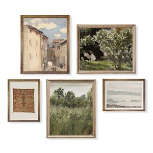 vintage farmhouse botanical wall decor | landscape neutral portrait wall art for boho french country kitchen bathroom bedroom picture poster print i flower room decor aesthetic cottagecore plant 5 set