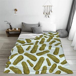 Pickle Cucumbers Throw Blanket Soft Bed Blankets Lightweight Cozy Plush Flannel Fleece Blanket for Sofa Couch Bedroom 50"X40"