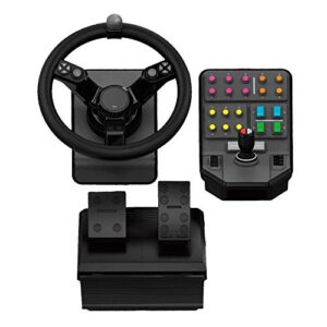 Logitech G Farm Simulator Heavy Equipment Bundle (2nd Generation), Steering Wheel Controller for Farm Simulation 22 (or Older), Pedals, Vehicle Side Panel Control Deck for PC