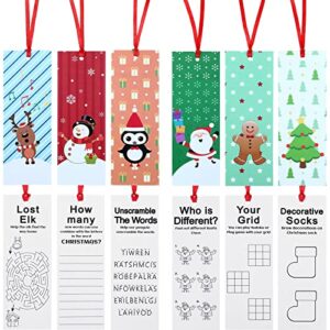 christmas holiday bookmarks christmas character bookmarks with santa snowman reindeer christmas tree design for xmas gifts party favors (60 pieces)