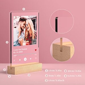 witfox Custom Song Plaque Birthday Gifts for Men/Women – QR Code Spotify Plaque Customized Music Gift for Him/Her – Personalized Acrylic Song with Photo Gifts for Girlfriend/Boyfriend