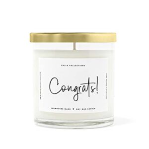 Congrats Candle, Capri Royal Blue Scented, 100% Soy for Graduation, Retirement, Moms, Promotions, Weddings, Showers, Perfect for Home, Work, Gift, 12oz Clear Jar, 75 Hr Burn Time, Poured in The USA