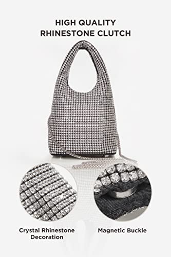 BABEYOND Women's Sparkly Clutch Evening Bags Glitter Rhinestone (Silver)