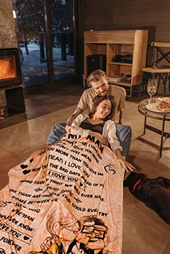 BLAMEZI Gift to My Man Fleece Blanket,Personalized Bed Flannel Throw Blanket, Father's Day Wedding Anniversary for Husband Dad (60“X50, to My Man)