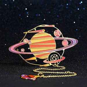 Zllada Metal Bookmark - Unique Space Party Favors - Brass Book Mark Astronaut Toys - Solar System Toys - Planets Toys Space Gifts for Kids - Astronomy Gifts for Men - Solar System Decor for Books