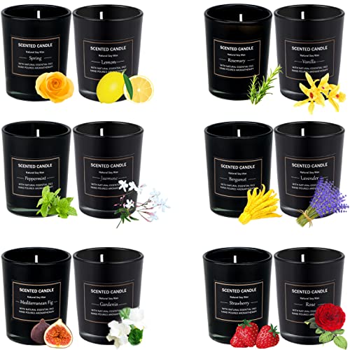 EUPNHY 12 Pack Scented Candles Gift Set 2.5oz Strong Fragrance Aromatherapy Jar Candle Set Soy Wax Decorative Candles for Home Scented Bath and Body Works Candles Best Gifts for Women.