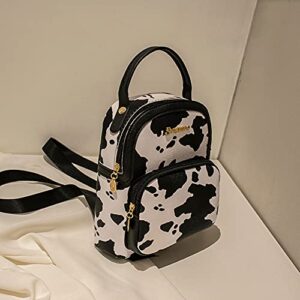 ASUYOERU Vintage Women PU Animal Pattern Print Backpack Preppy Style Mini Handbags, Cow Pattern, large 41*30*12cm