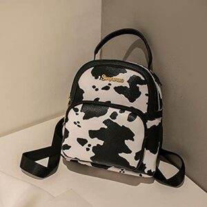 ASUYOERU Vintage Women PU Animal Pattern Print Backpack Preppy Style Mini Handbags, Cow Pattern, large 41*30*12cm