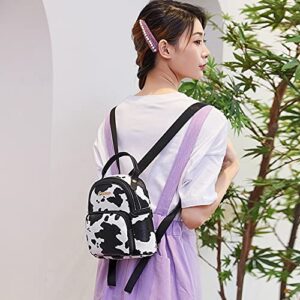 ASUYOERU Vintage Women PU Animal Pattern Print Backpack Preppy Style Mini Handbags, Cow Pattern, large 41*30*12cm