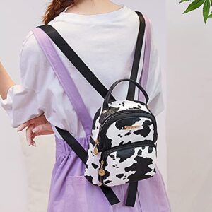 ASUYOERU Vintage Women PU Animal Pattern Print Backpack Preppy Style Mini Handbags, Cow Pattern, large 41*30*12cm