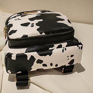 ASUYOERU Vintage Women PU Animal Pattern Print Backpack Preppy Style Mini Handbags, Cow Pattern, large 41*30*12cm