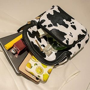 ASUYOERU Vintage Women PU Animal Pattern Print Backpack Preppy Style Mini Handbags, Cow Pattern, large 41*30*12cm