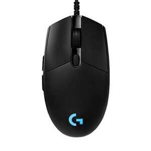 logitech g pro hero wired gaming mouse, 12000 dpi, rgb lightning, ultra lightweight, 6 programmable buttons, on-board memory, compatible with pc/mac – black